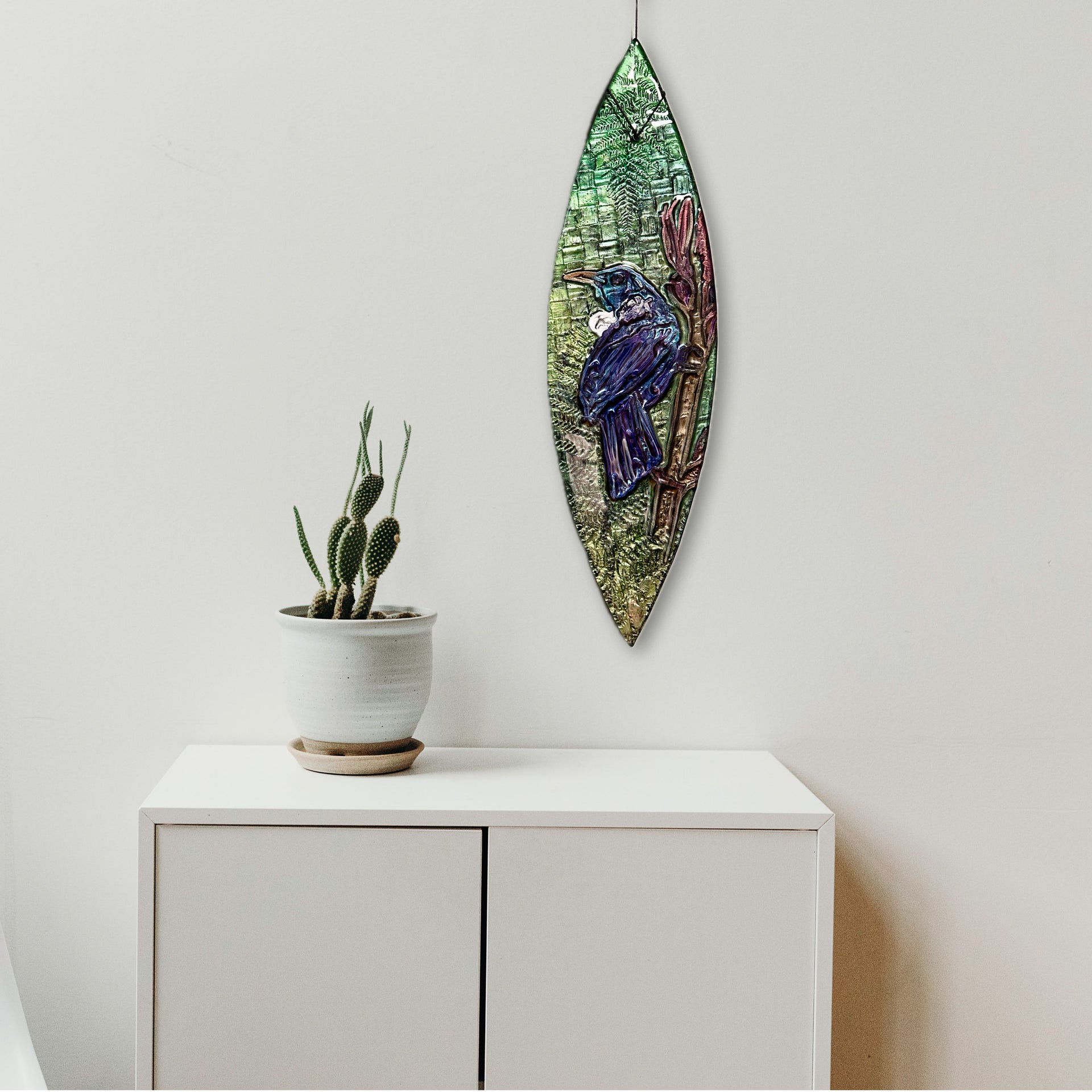 Tūi - Wall Art - Multi Coloured Waka – Escape Glass